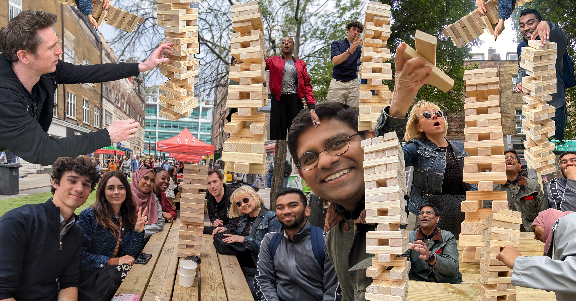 Lunchtime Jenga at the LFA Warren Street Party | David Miller Architects